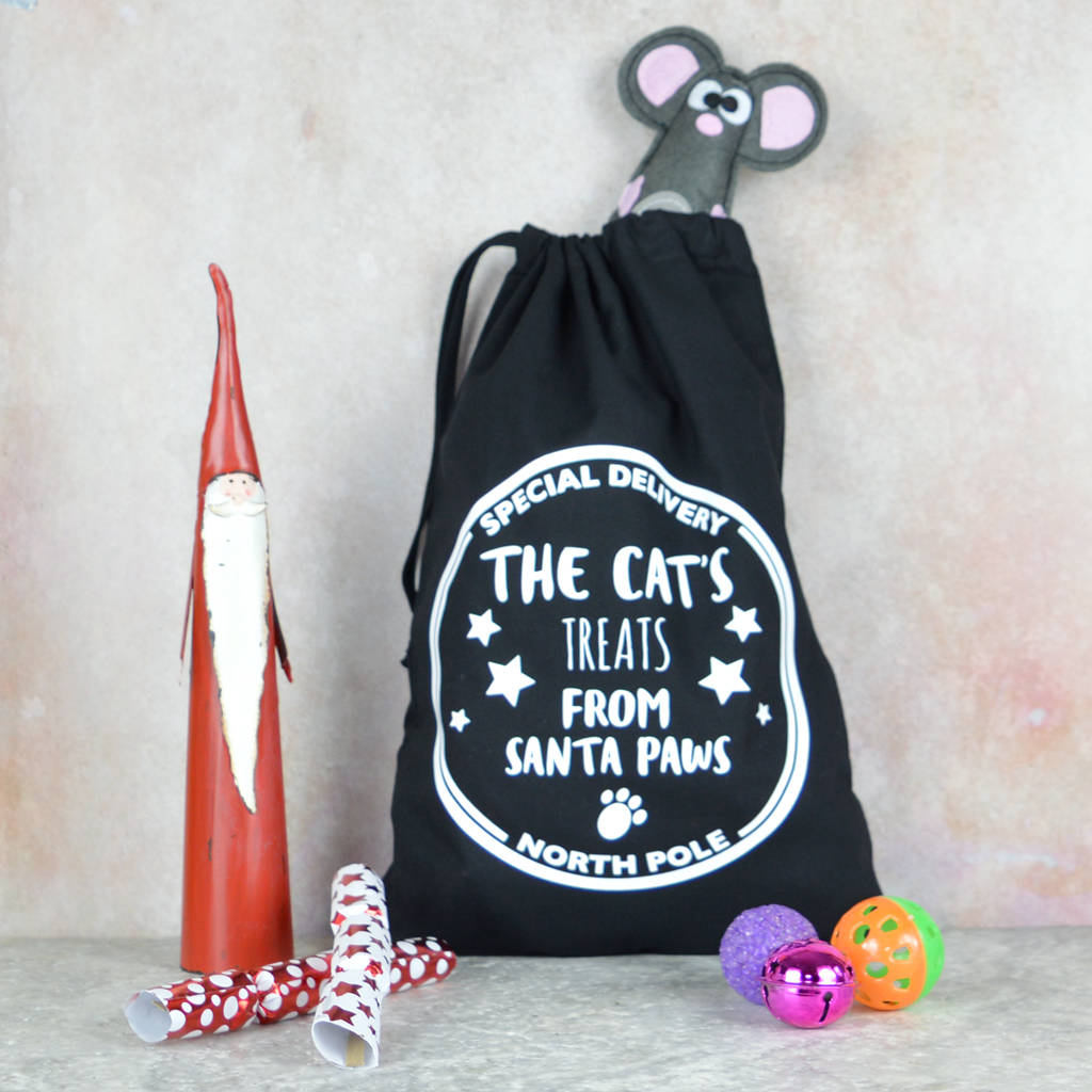 Personalised Cat Christmas Gift Bag By Pink And Turquoise Personalised Cat Christmas Gift Bag By Pink And Turquoise