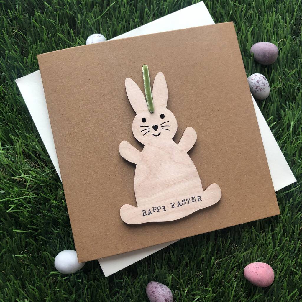happy easter rabbit keepsake decoration card by alphabet bespoke ...