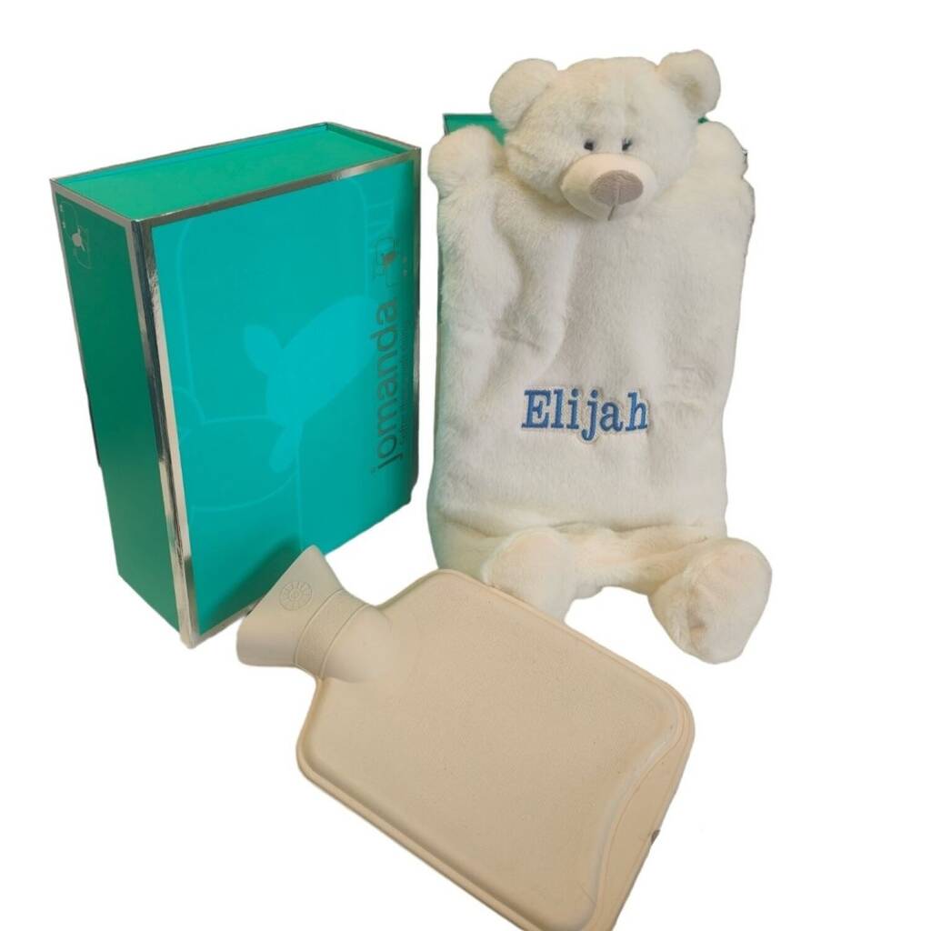 Embroidered Personalised Bear Hot Water Cover. Boxed By Jomanda Soft ...