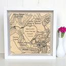 personalised wedding venue location map print on wood by northern logic ...