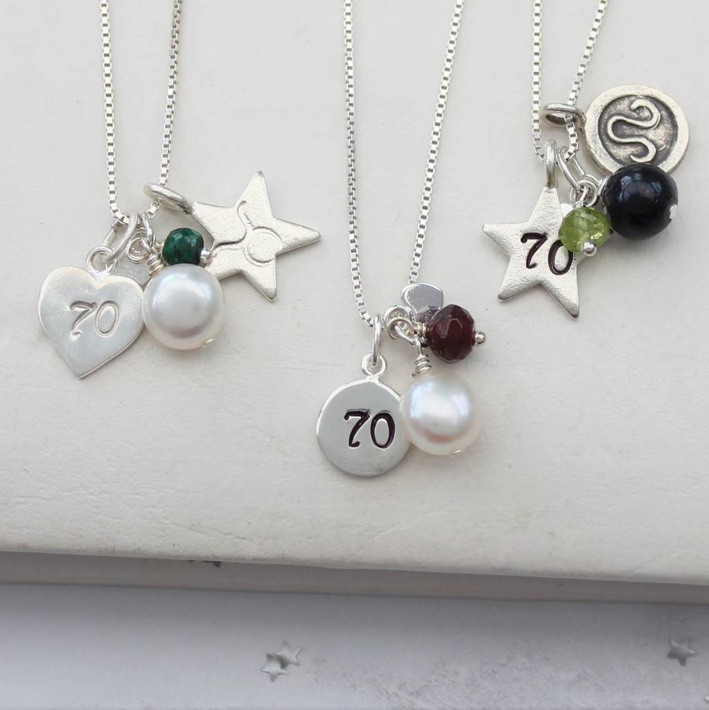 personalised 70th birthday necklace by bish bosh becca ...