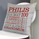 personalised 100th birthday word art cushion by a type of design ...
