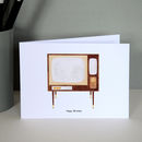 retro television greetings card by fiona clabon illustration ...