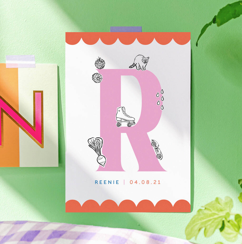 Personalised Illustrated Name Print By Otts & Co