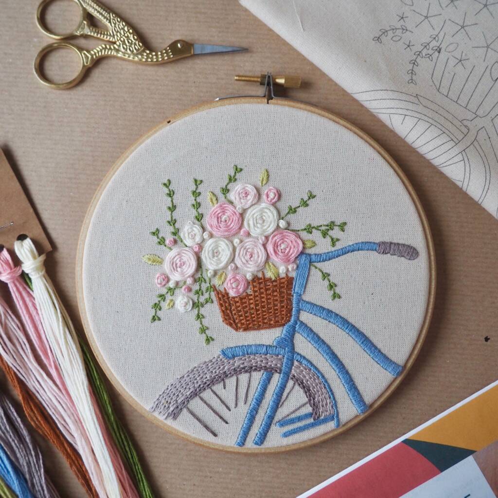 Embroidery Kit Floral Bike By Thimble and Fabric | notonthehighstreet.com