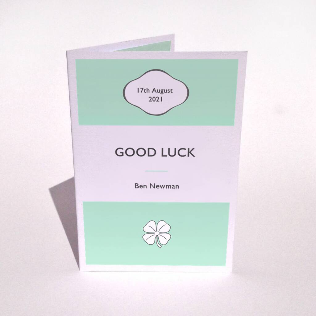 Personalised Good Luck Stripe Card By Clean Design | notonthehighstreet.com
