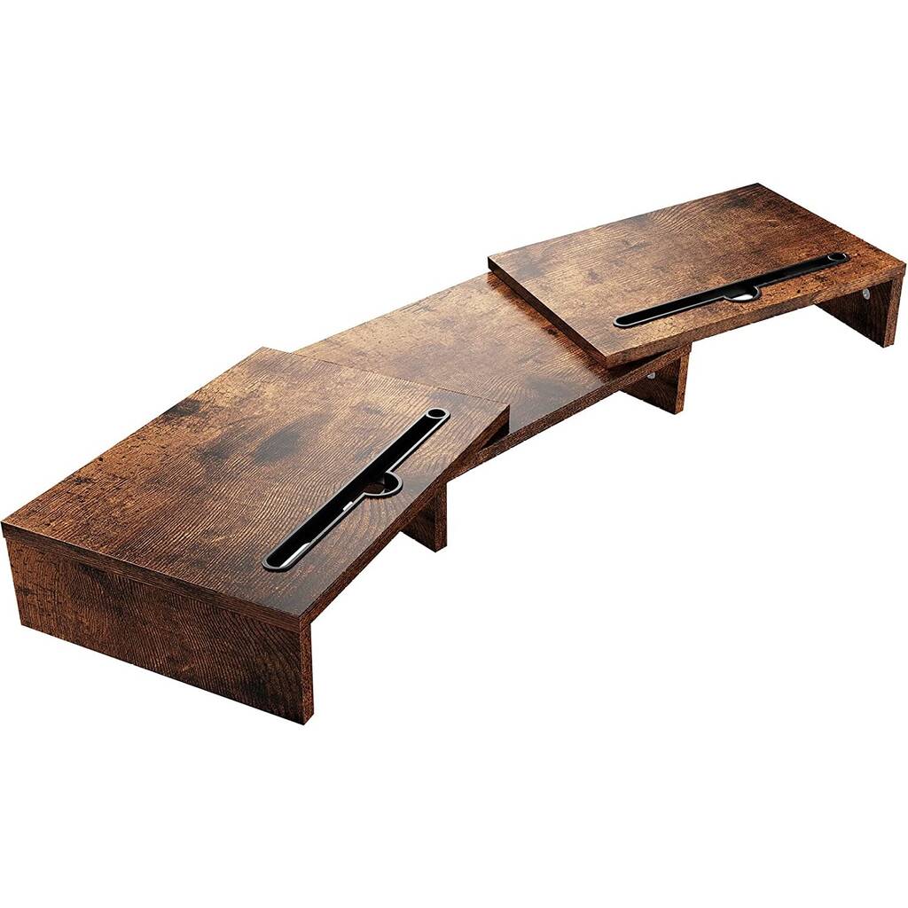Adjustable Brown Dual Monitor Riser With Swivel Angle By Momentum ...