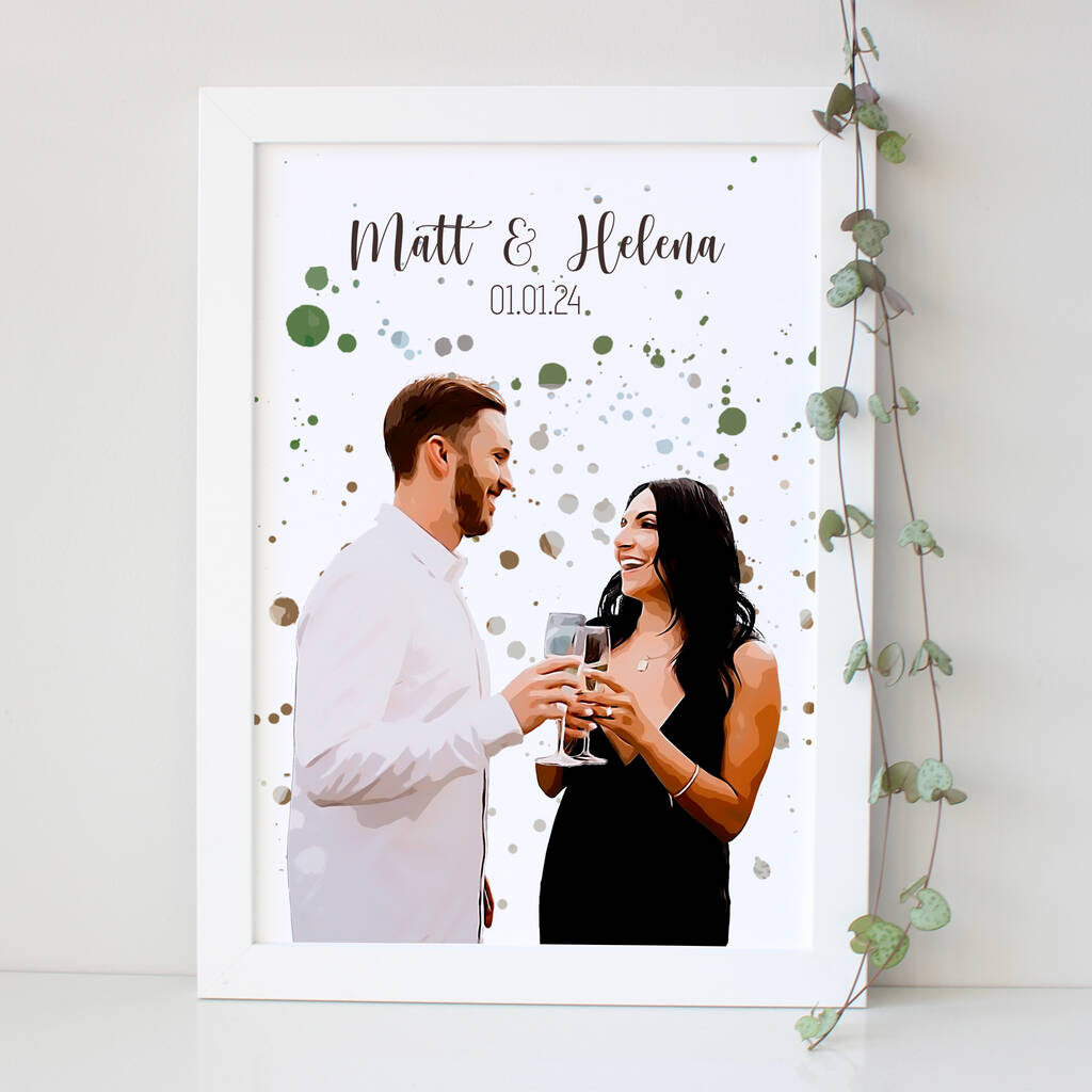 Personalised Engagement Photo Portrait Photo Gift By Hope and Love