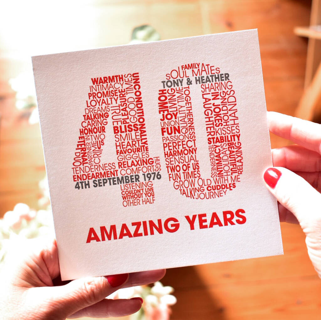 Personalised Ruby 40th Wedding Anniversary Card By Mrs L Cards 
