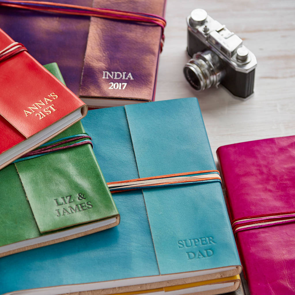 personalised distressed coloured leather photo album by paper high ...