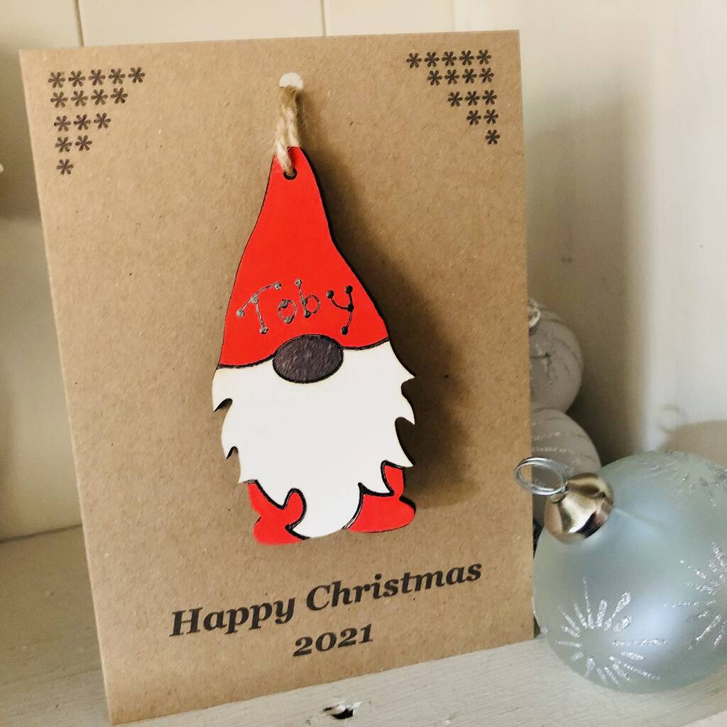 Personalised Gonk Christmas Card Wood Gnome Decoration By Craft Heaven ...