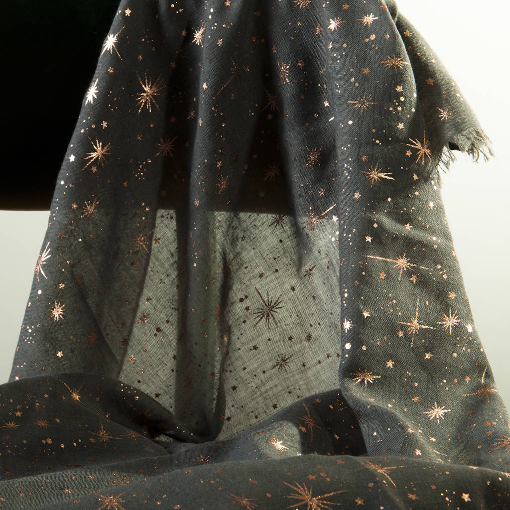 Charcoal Grey Rose Gold Star Print Scarf By EVY Designs ...