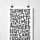 Take Me Out Tonight Print By Sketchbook Design | notonthehighstreet.com