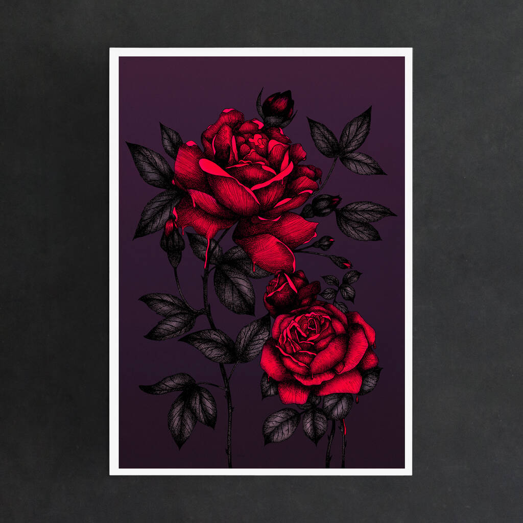Bleeding Roses Giclée Art Print By Print is Dead