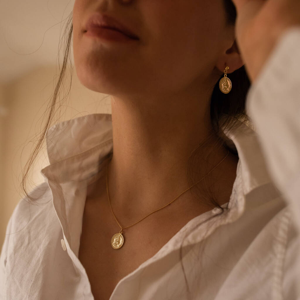 Chunky 18 K Gold Lucky Penny Coin Disc Necklace By Elk & Bloom