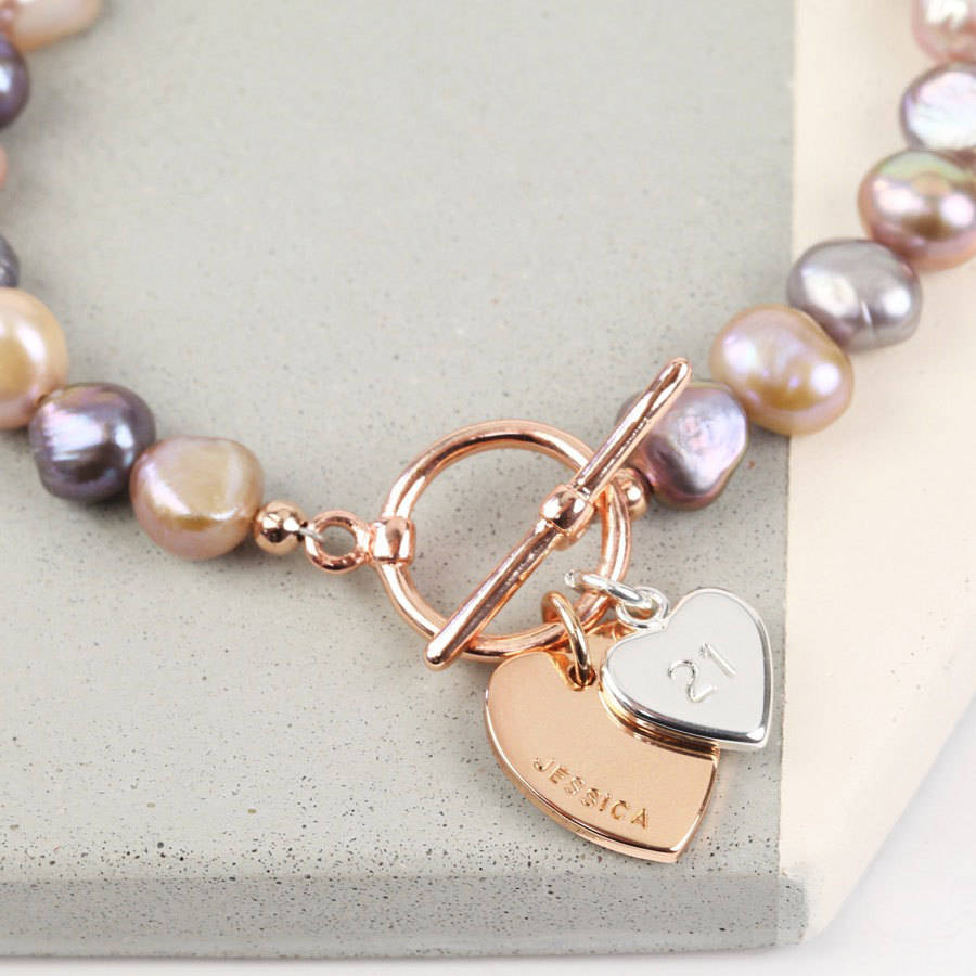 personalised double charm pearl bracelet by lisa angel ...