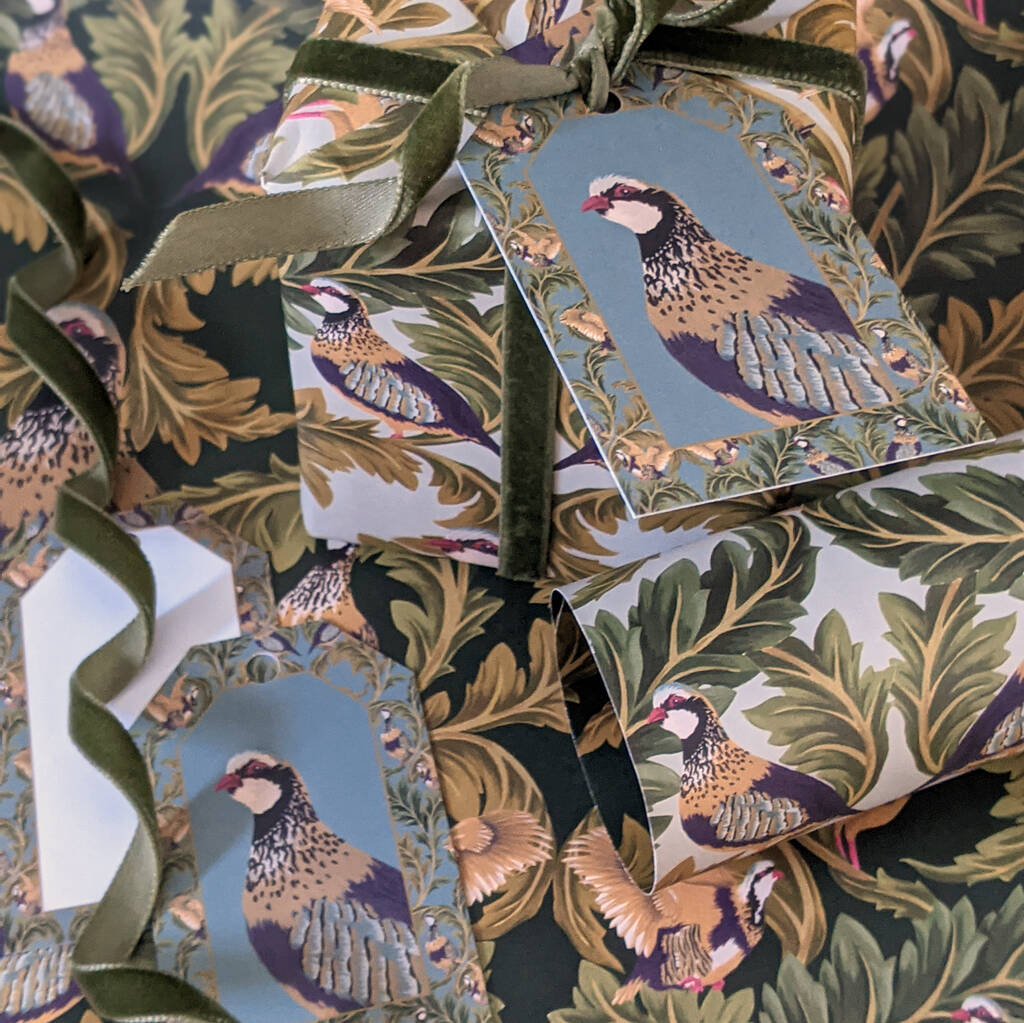 Christmas Wrapping Paper Set Partridge Design By Tuppence Collective ...