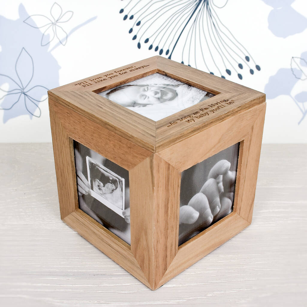 Personalised Oak Photo Cube Keepsake Box By JUNGLEY | notonthehighstreet.com