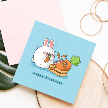 Cute Bunny Rabbit Birthday Card By Toastedink