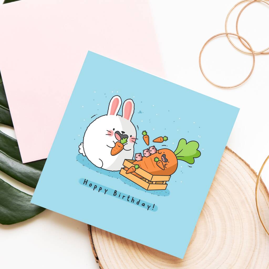 Cute Bunny Rabbit Birthday Card By Toastedink