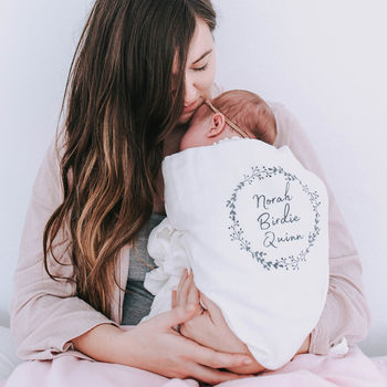 Personalised Botanical Baby Muslin Shawl By Sparks And Daughters ...