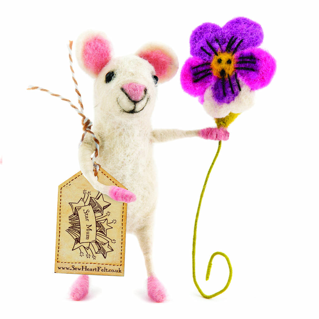 Mouse With Pansy By Sew Heart Felt | notonthehighstreet.com
