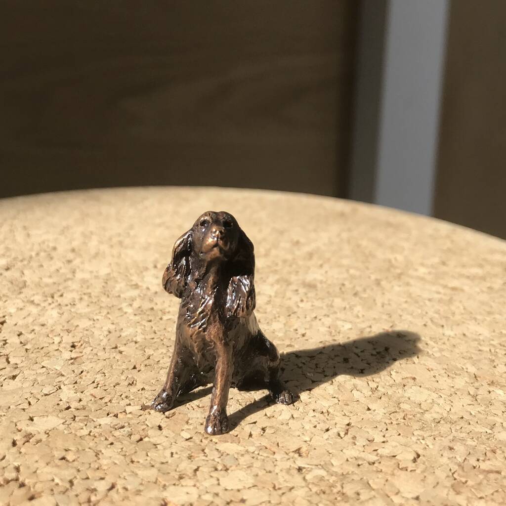 Miniature Solid Bronze Spaniel Sculpture By Ginger Rose ...
