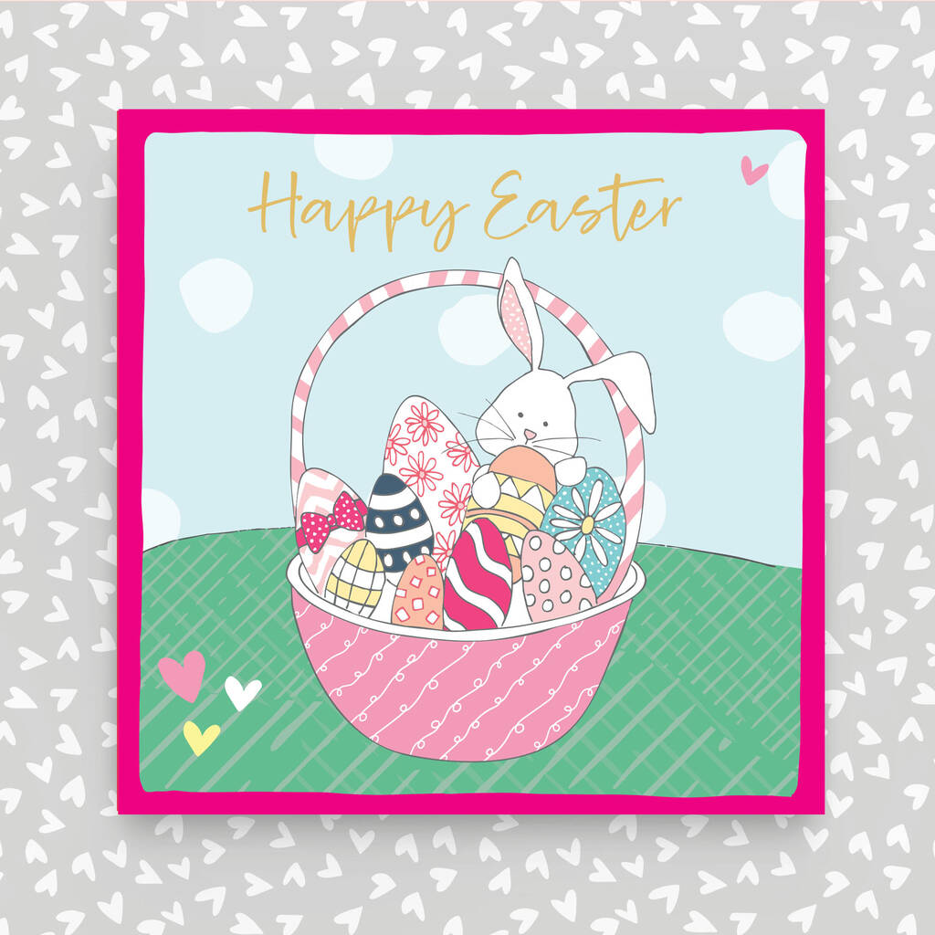 Happy Easter Card Bunny In A Basket By Molly Mae®