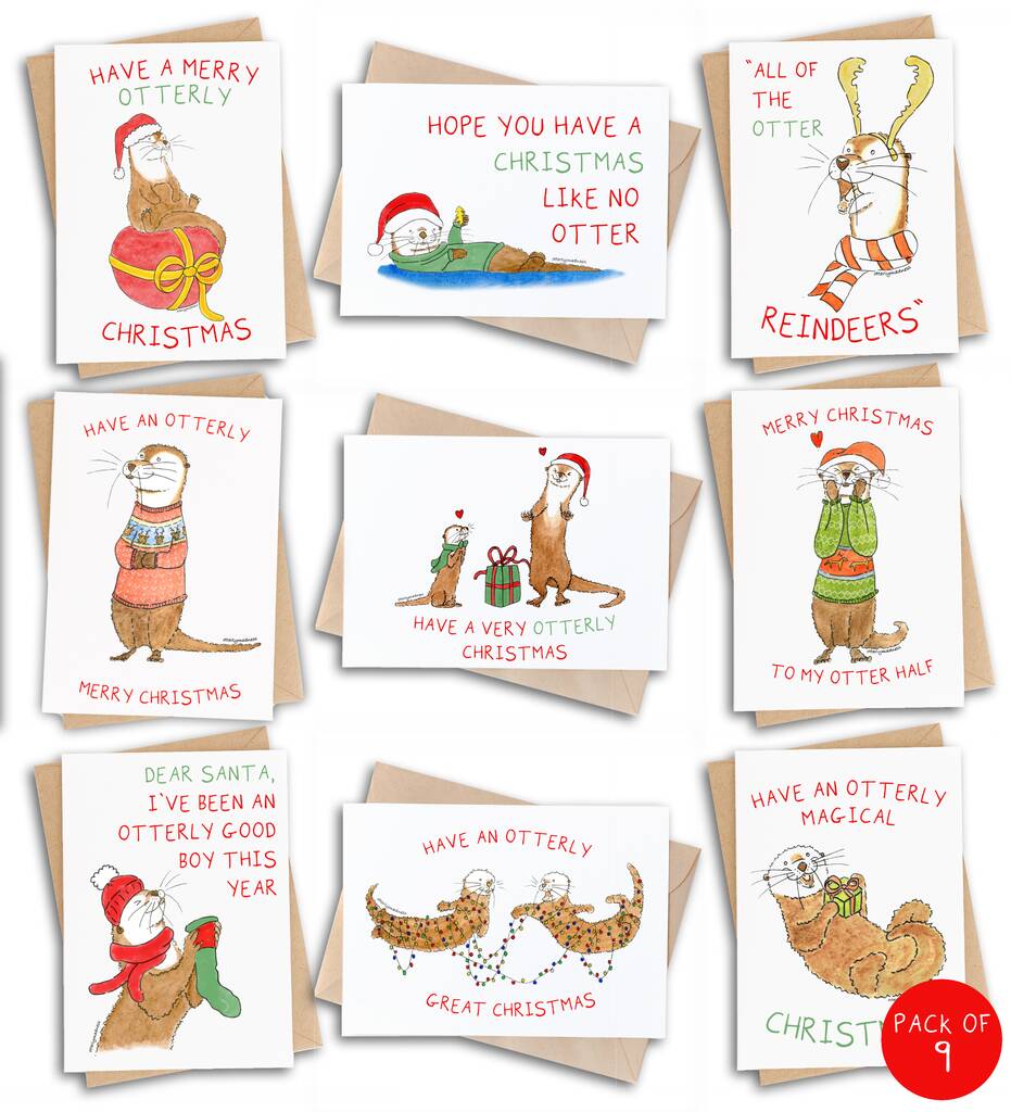 Otter Christmas Cards Pack Of Nine By Otterly Madness