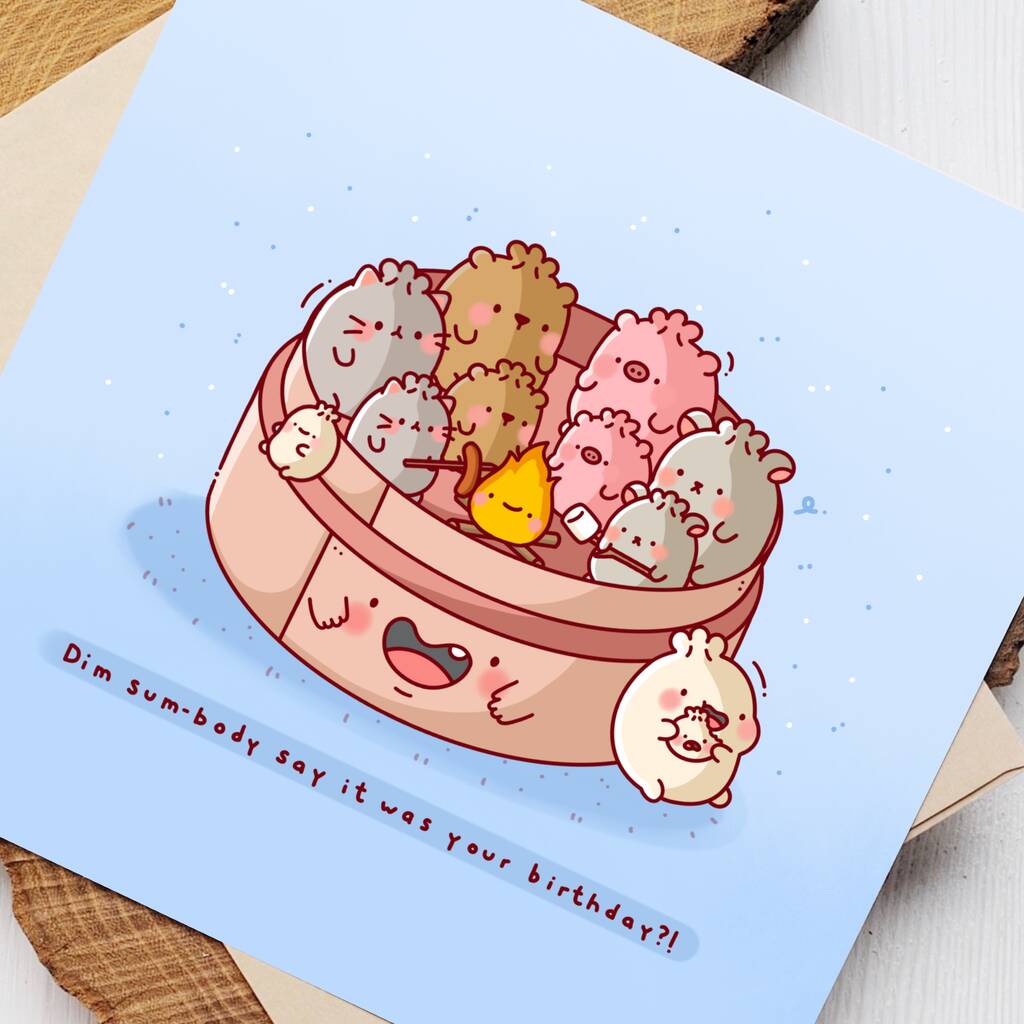 Cute Dim Sum Campfire Birthday Card By Toastedink