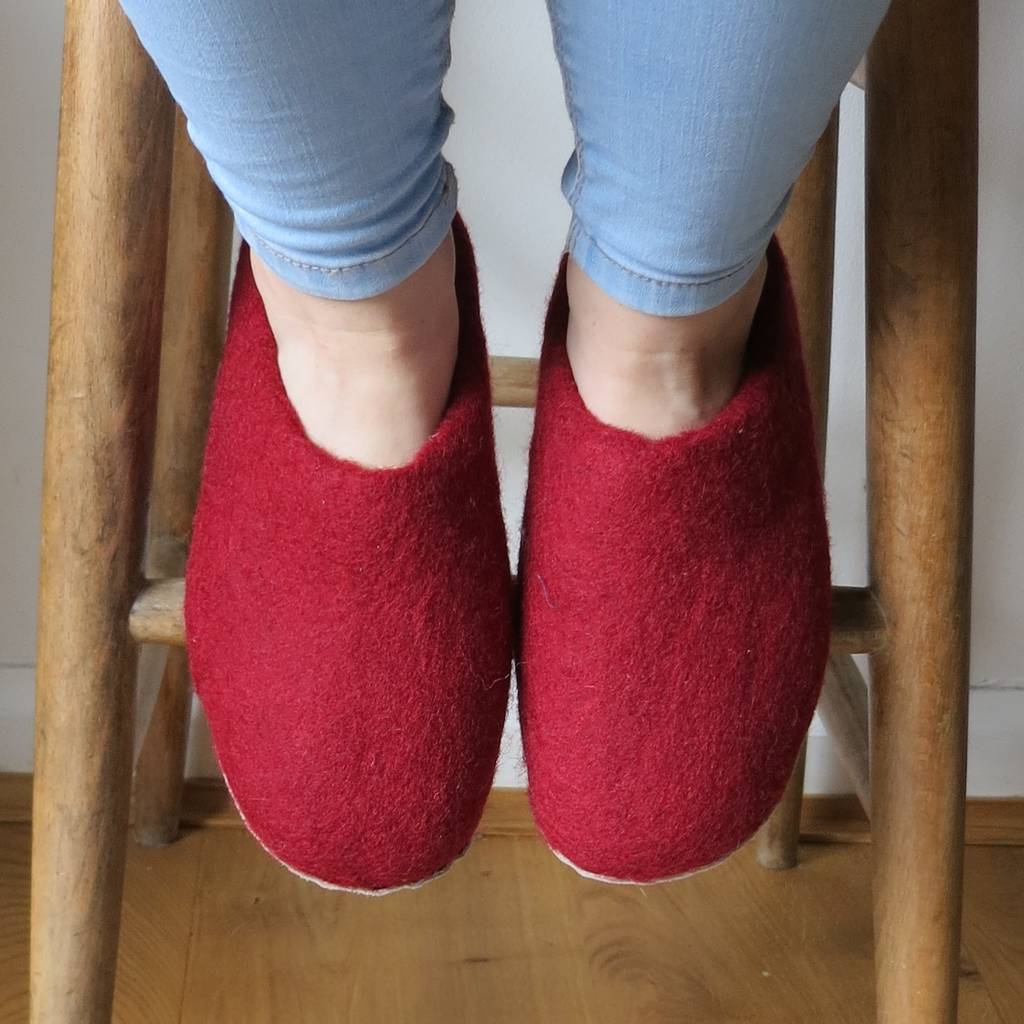 fair trade handmade eco felt mule slippers suede sole by aura que ...