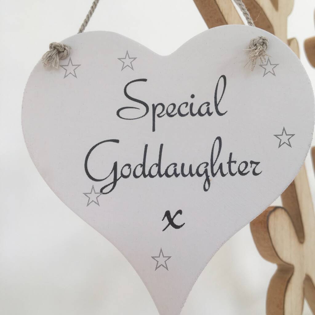 Goddaughter Hand Painted Wooden Heart Hanging Sign By Chapel Cards ...