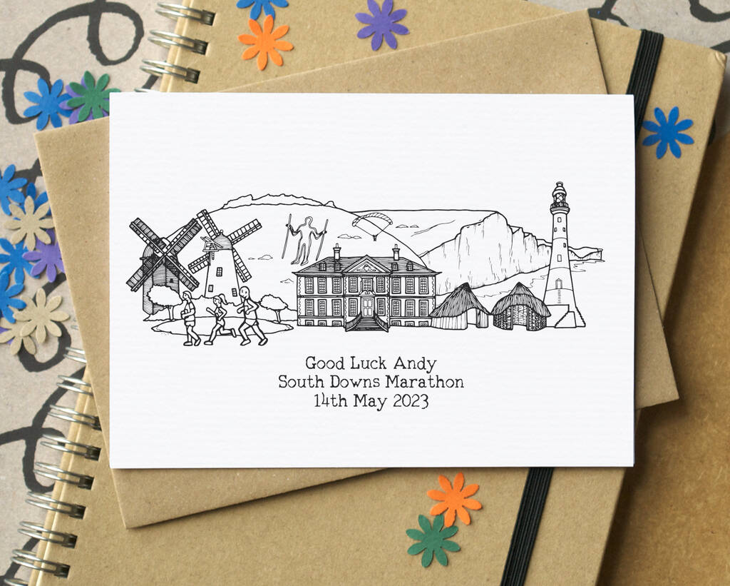 Personalised Marathon Skyline Greetings Card By Becka Griffin Illustration