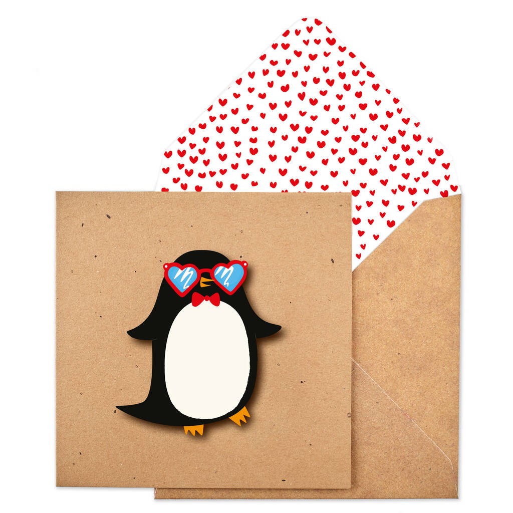 Handmade Penguin Personalised Card By Tache