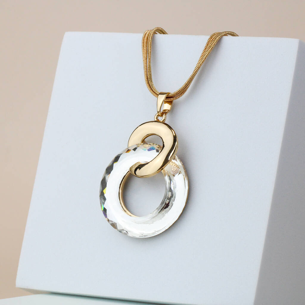 Crystal Loop Pendant Necklace By GY Studios