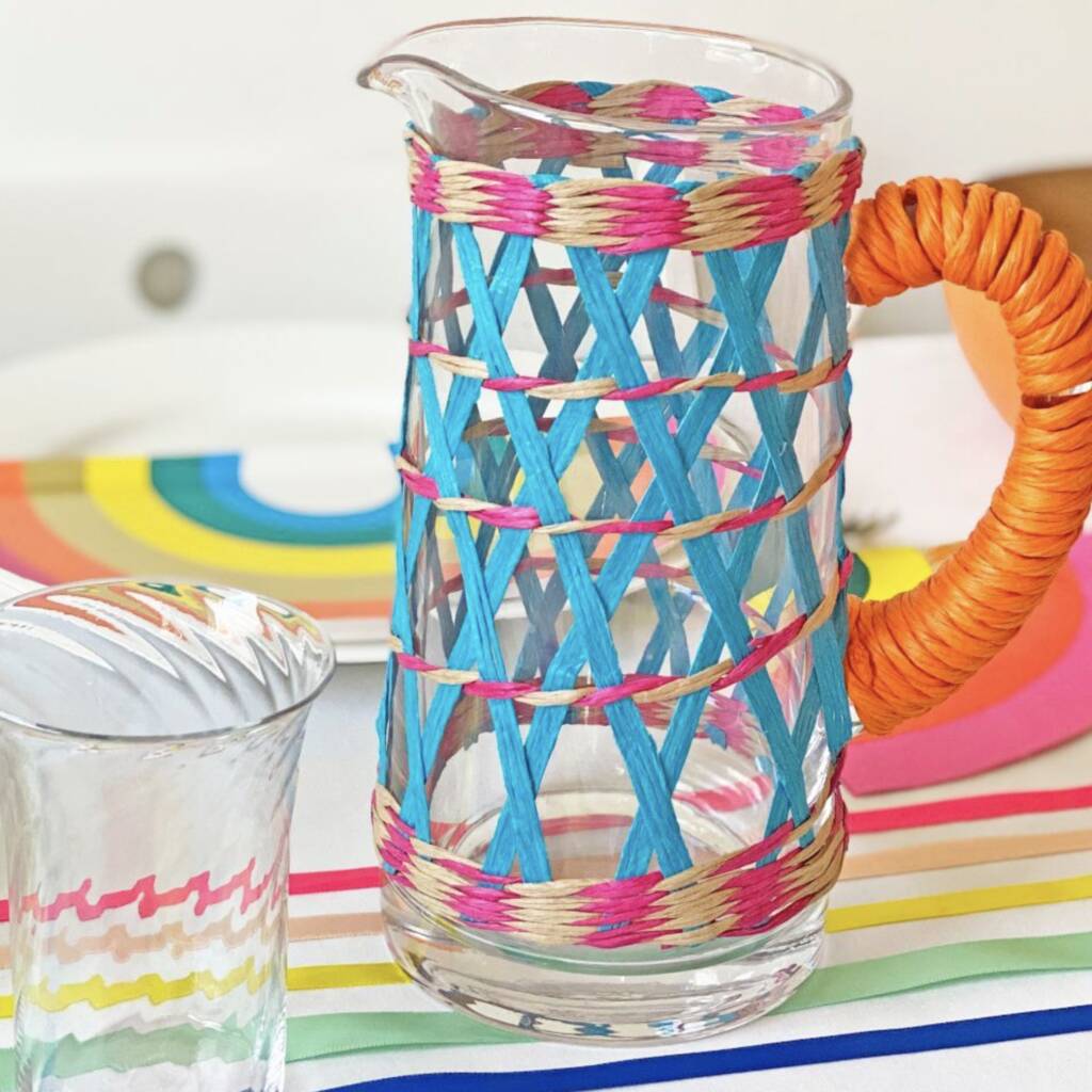 Boho Pitcher With A Coloured Raffia Weave By The Best Room ...