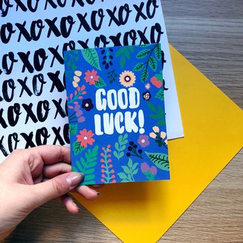 colourful 'good luck' card by xoxo designs by ruth | notonthehighstreet.com