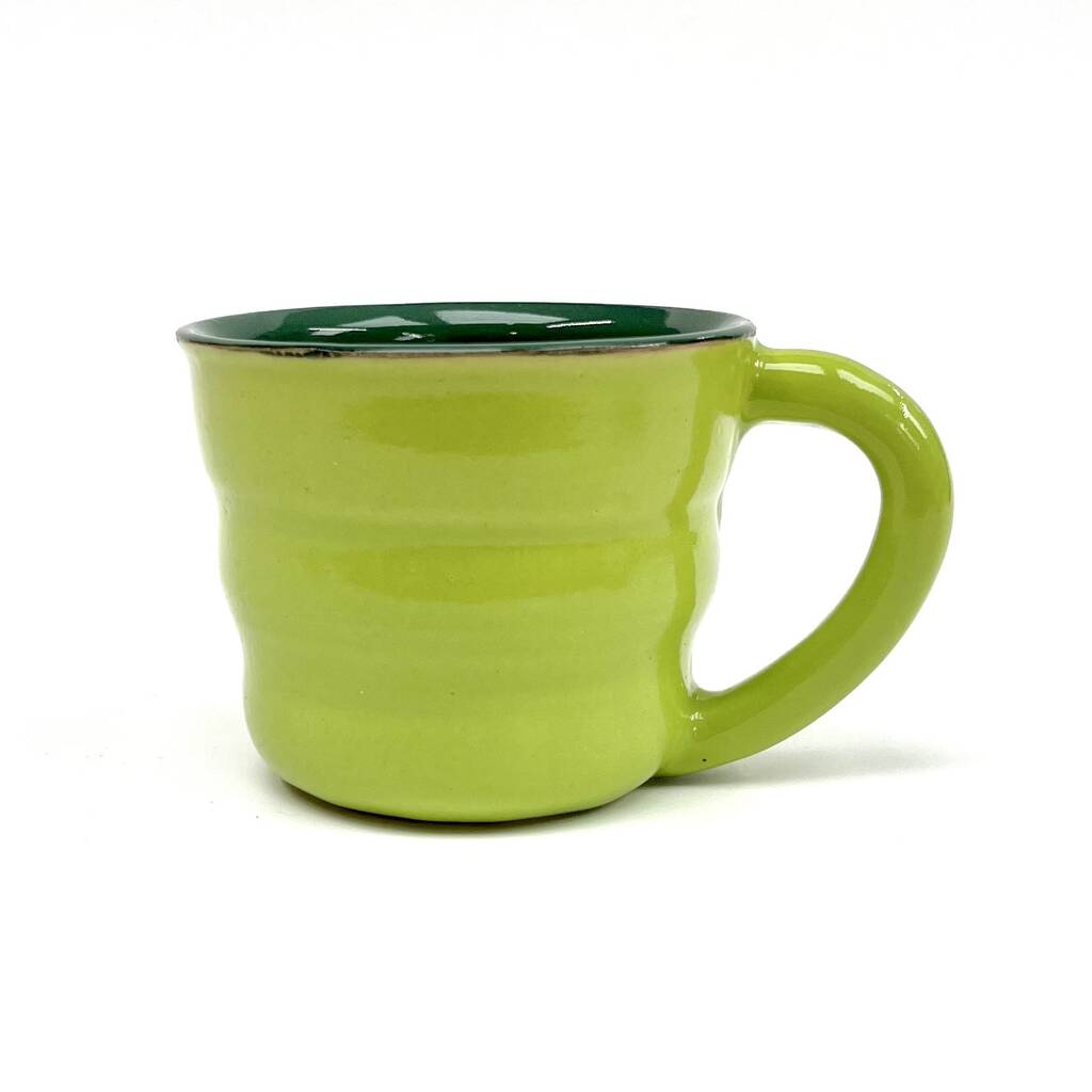 Handmade Wavy Flat White Mug By Hannah Inskip Pottery