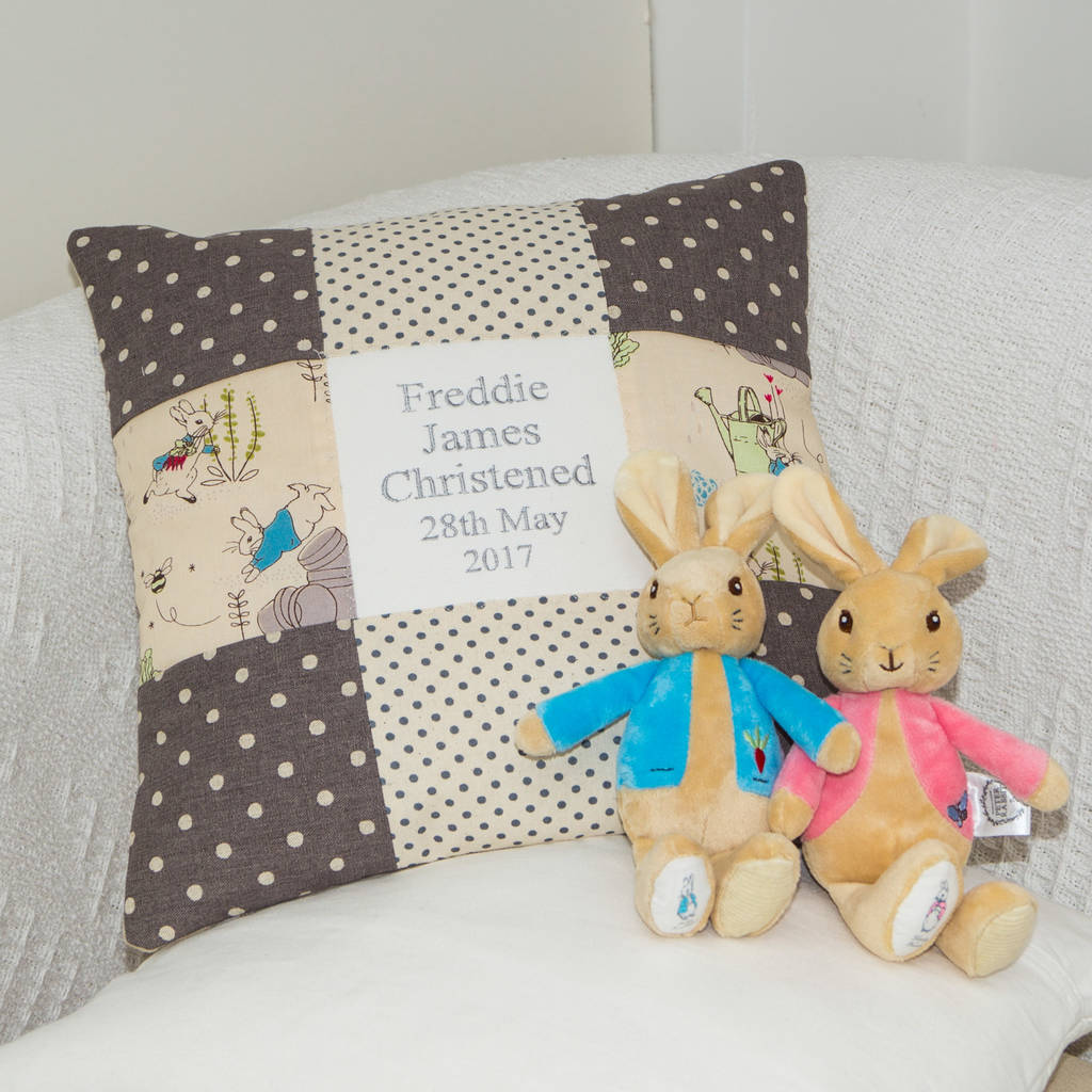 Peter Rabbit© Christening Cushion By Tuppenny House Designs ...