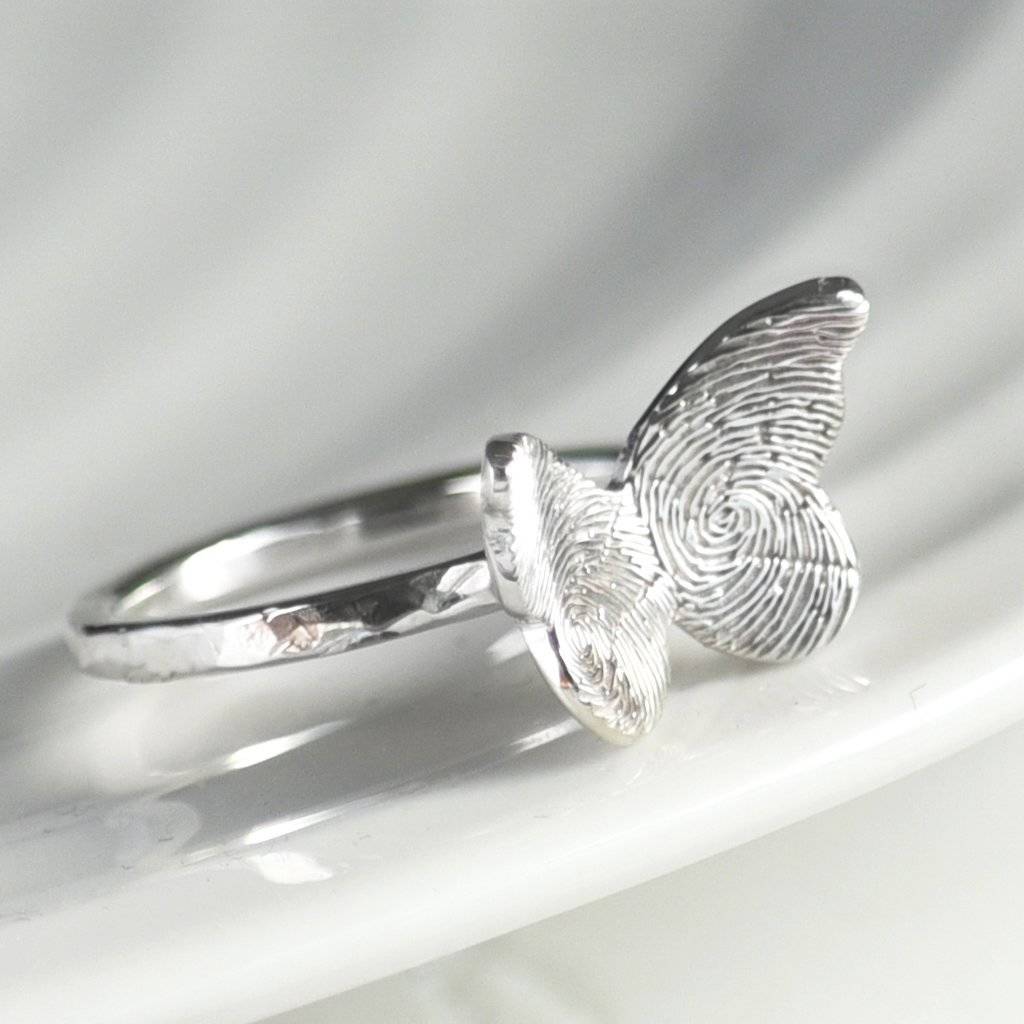 silver fingerprint butterfly ring by hold upon heart ...