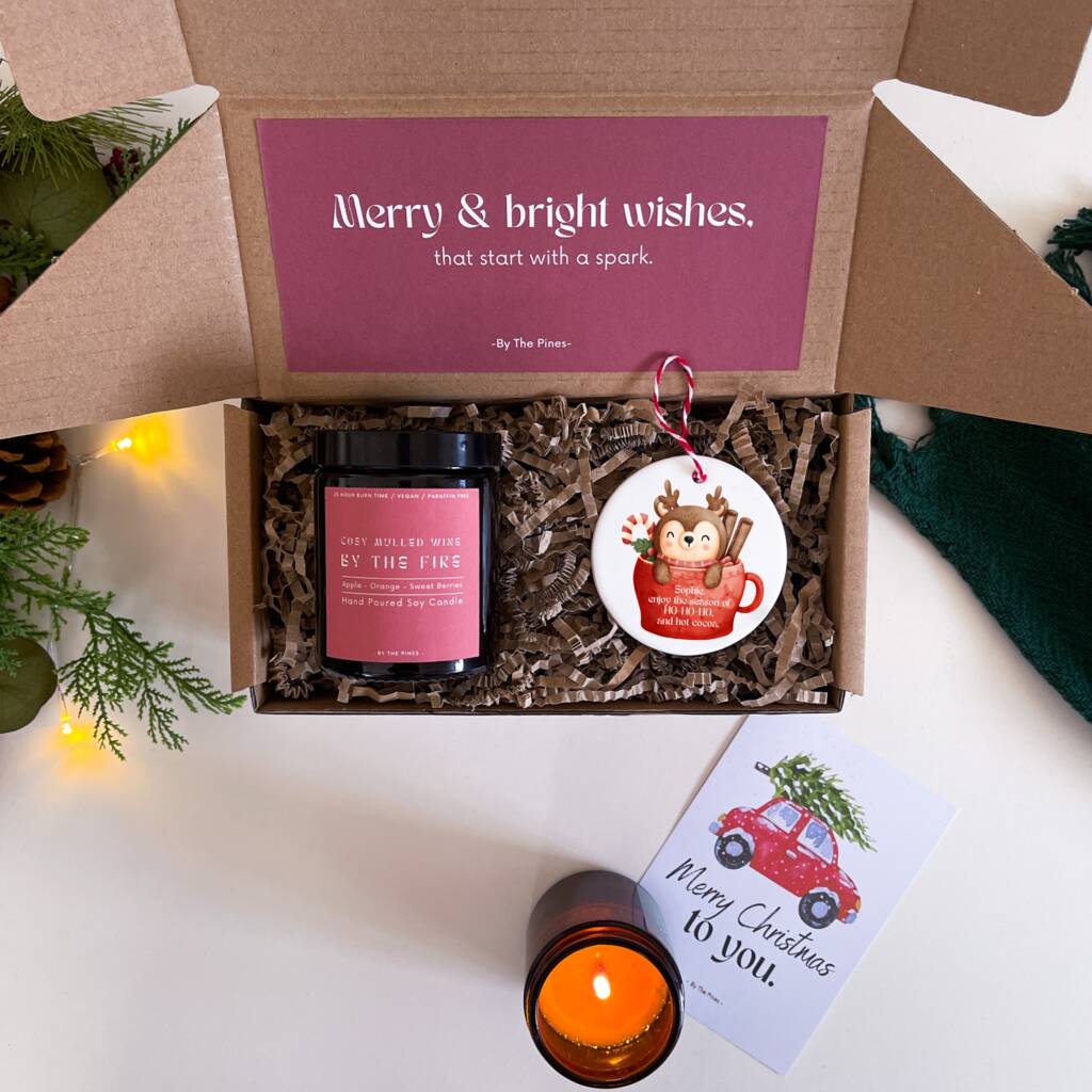 Personalised Ho Ho Ho Christmas Candle Gift Set By By The Pines