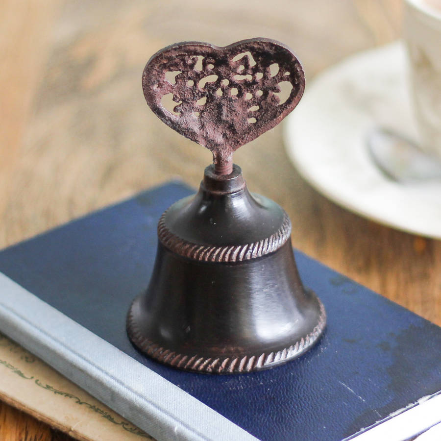 6th anniversary cast iron heart shaped bell by dibor ...