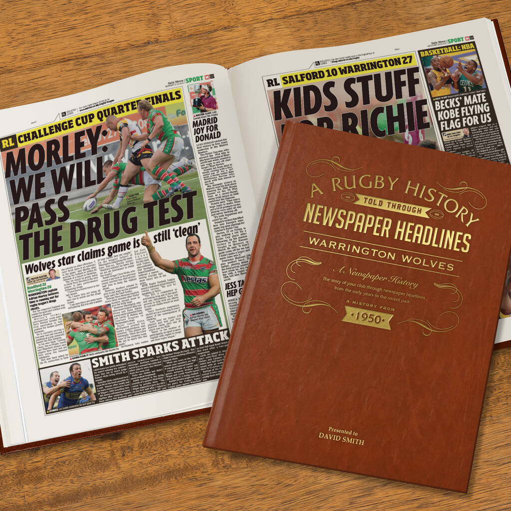 Warrington Wolves Personalised Rugby Newspaper Book By Historic ...