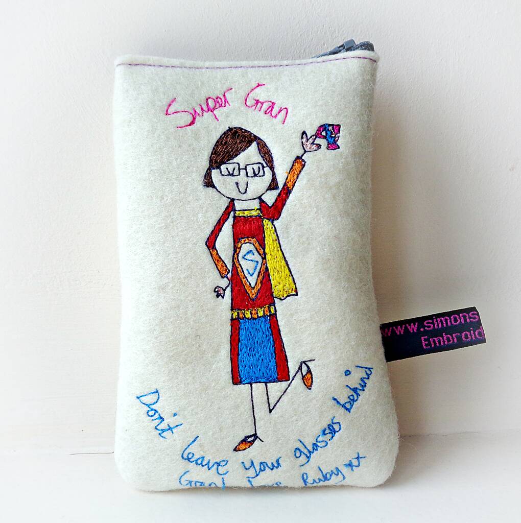Personalised Super Gran Embroidered Glasses Case By Seabright Designs ...