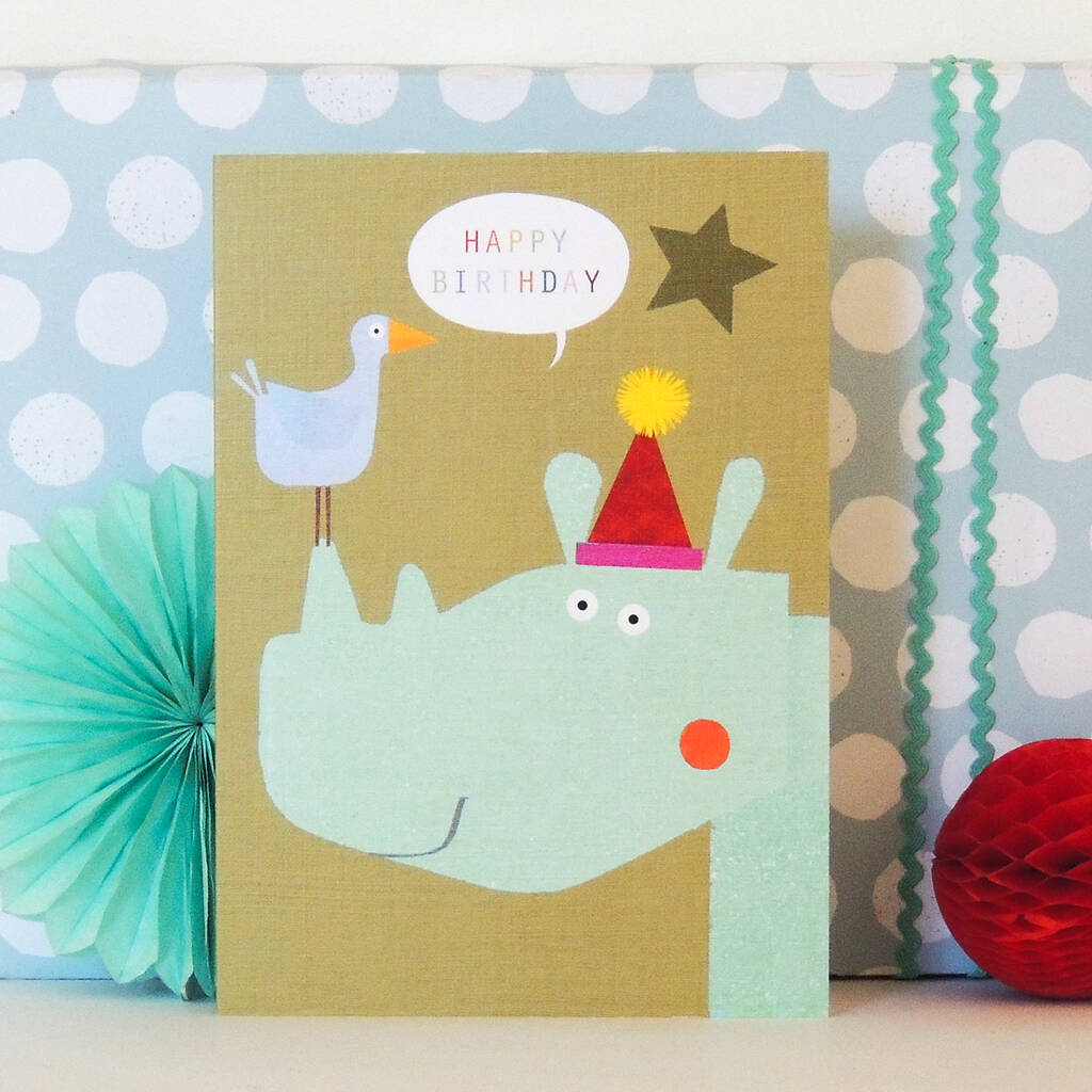 Birthday Rhino Greetings Card By Kali Stileman Publishing