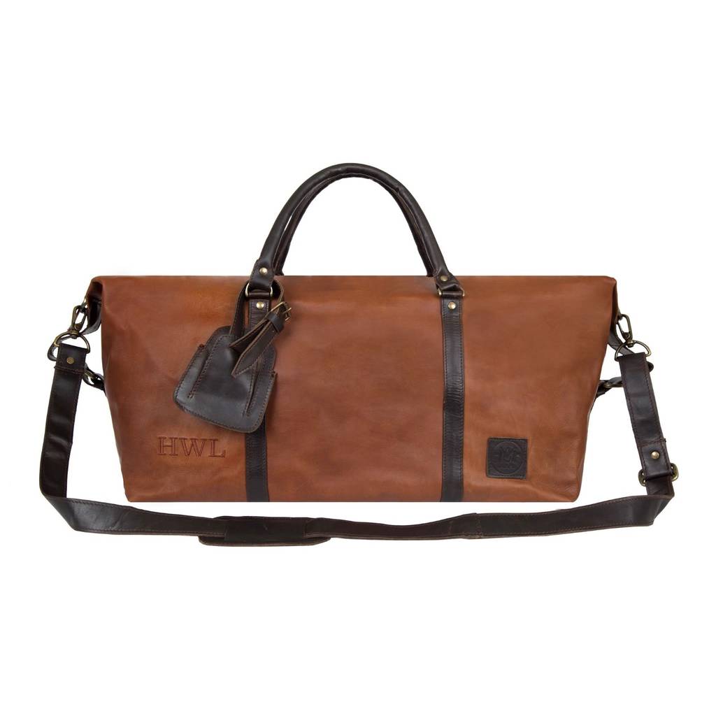 personalised two tone leather armada duffle holdall by mahi leather ...