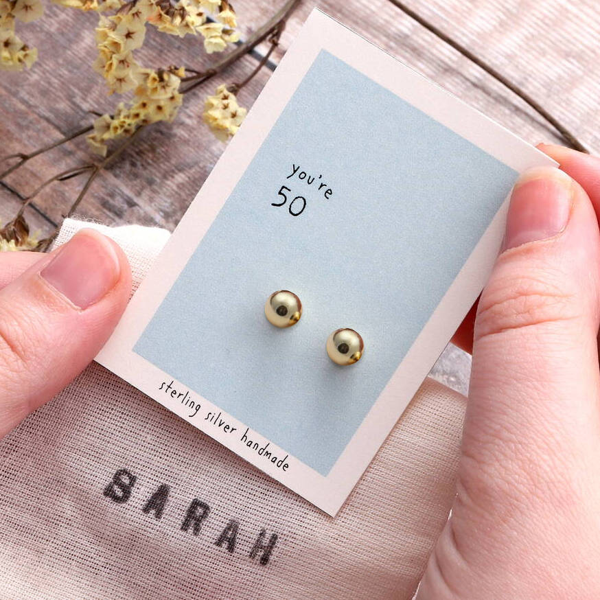 Gift Bag Sterling Silver 50th Earrings By attic | notonthehighstreet.com