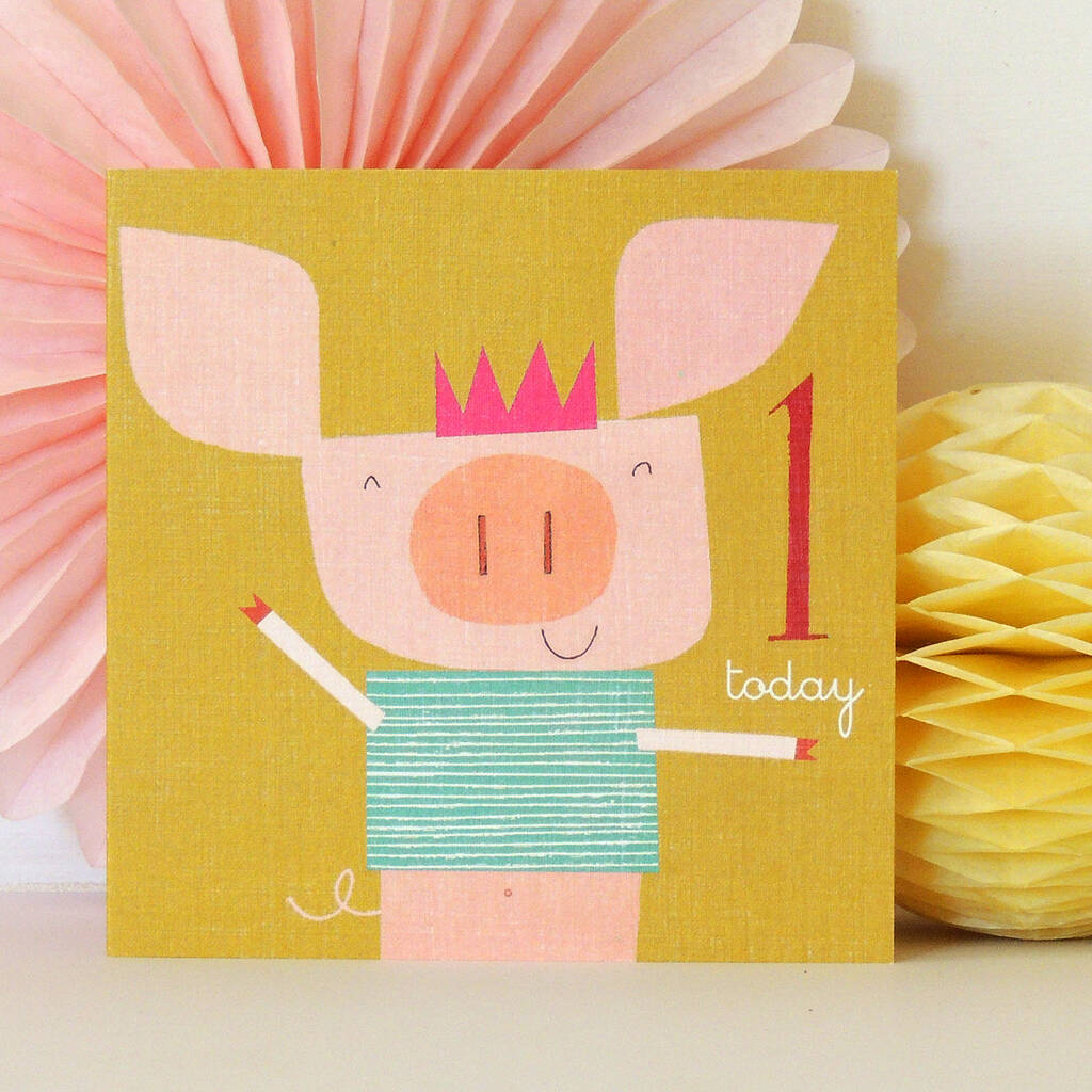 Age One Piglet Card By Kali Stileman Publishing | notonthehighstreet.com
