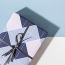 Gift Wrap, Three Sheets, Navy Grid By à L'aise | notonthehighstreet.com