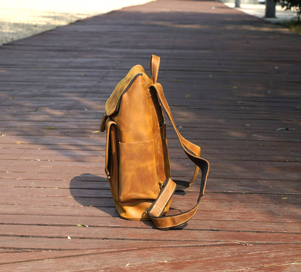 Top Zip Open Genuine Leather Backpack By EAZO